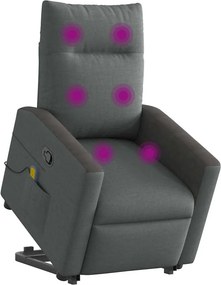 Zvedací masážní polohovací křeslo tmavě šedé textil 3324060