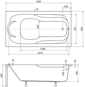 NIKIDO - B Akrylátová vana BONA 140x70, 150x70, 160x70, 170x70, 180x80, 190x80 Velikost: 140x70