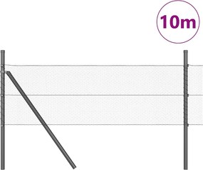 Hexagonální kotvení plotu 10 x 0,4 m Ocel potažená PVC Šedá 3352761