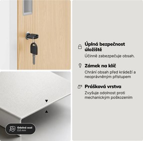 Šatní skříňka BHP, zaměstnanecká, jednotlivá, 2 schránky s tyčí, bílá/dub sonoma, 316,5x1850x450 mm: IGOR 1 Plus Eco Design