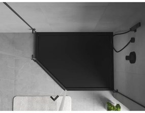 Mexen Flow, pětiúhelníková sprchová vanička slim 100 x 90 cm, pravá, černá matná - 46P709010R