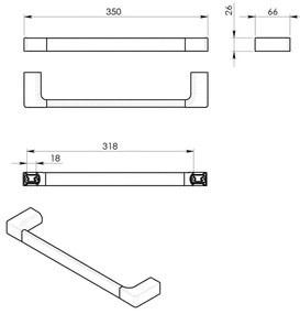 Gedy, PIRENEI držák ručníků 350x66mm, černá matná, PI213514