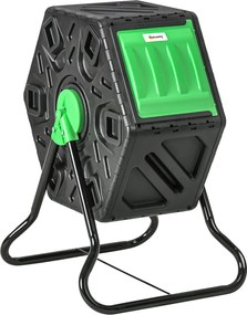 Outsunny Kompostér 65 litrů, 60x49x77cm Rotovatelný rychlý kompostér z plastu, odolný vůči počasí s ventilačním systémem, víkem, zahradní kompostér, k