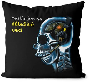 Polštář Důležité věci – gamer (Velikost: 40 x 40 cm)