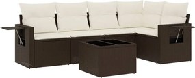 6dílná zahradní sedací souprava s poduškami hnědá polyratan 3220142