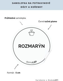 Samolepka na kořenky ROZMARÝN průhledná 5 cm tučné písmo