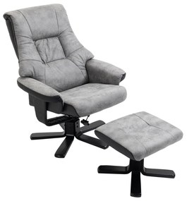 HOMCOM polohovací křeslo s taburetem, otočné TV křeslo s funkcí polohování, mikrovlákno šedé, 78x82,5x109 cm, ideální pro obývací pokoj a relaxaci | …