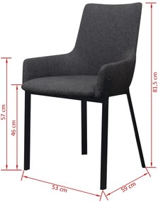 Jídelní židle Cary - 2 ks - textil | tmavě šedé