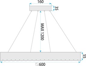 Toolight Toolight, LED závěsné svítidlo 60cm, 40W, 4000K, MS019-CP, růžové zlato, OSW-09631