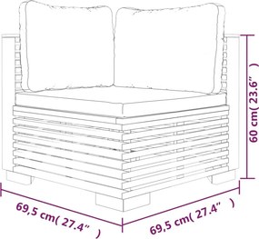 vidaXL 6dílná zahradní sedací souprava s poduškami masivní teak [3100871] Barva: Tmavě šedá