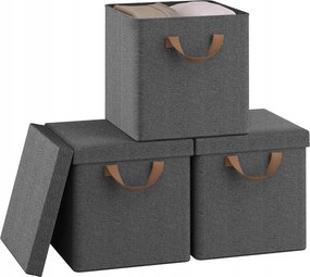 Úložné boxy Set 3ks skládací Woltu šedé 29x29x29 Cm
