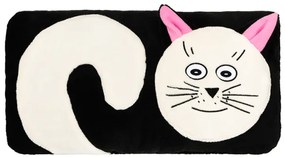 Bellatex Tvarovaný polštářek kočička 45x30 cm Kočka Černá, Bílá