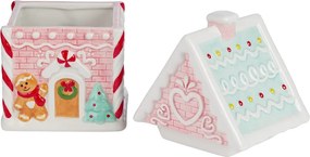 SWEET X-MAS Dóza na sušenky perníková chaloupka - růžová