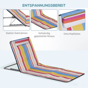 Outsunny 2-dílná skládací sluneční lehátka s nastavitelnou opěrkou, polštářem na hlavu a nosičem, lehké přenosné plážové podložky, venkovní sluneční …
