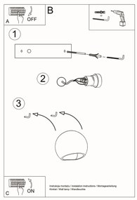 Nástěnné svítidlo Globe, 1x bílé keramické stínítko