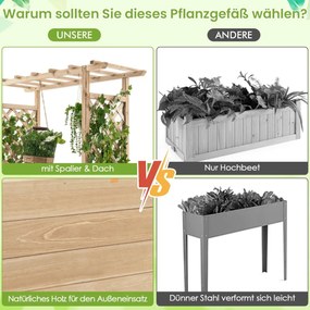 Costway Vyvýšený záhon s mříží a závěsným střešním květináčem na květiny