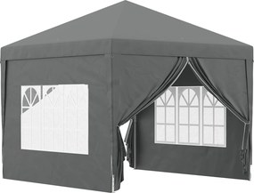 Zahradní přístřešek Outsunny Pop-Up Skládací Recepční Stan 3 x 3m se 4 Odnímatelnými Bočními Stěnami + Šedý Přenosný Obal