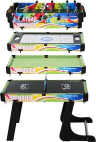 Skládací herní stůl HOMCOM 4v1 - Stolní fotbálek, Air Hockey, Pool, Ping Pong s příslušenstvím - 86,5x43,5x64 cm | Aosom