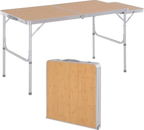 Skládací přenosný táborový stůl s výklopným křídlem, lehký hliníkový piknikový stůl, nosnost 30 kg, nastavitelná výška 153x60x39/71 cm | Aosom