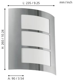 EGLO 88139 - Venkovní nástěnné svítidlo CITY 1xE27/15W/230V IP44