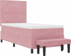 Postel s boxspringem s čelo Růžová 190 x 90 cm samet 3344419