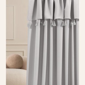 Room99 Hotový závěs na kroužcích s třásněmi Astoria Jednobarevný Barva: Světle šedá, Velikost: 140 x 260 cm