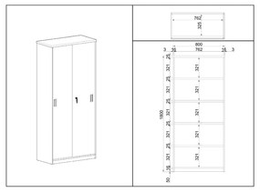 Vysoká skříň SimpleOffice 80 x 40 x 180 cm, třešeň