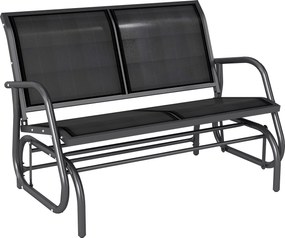 Outsunny Zahradní Houpací Lavice pro Dva s Houpacím Mechanismem - Kovová Houpací Lavice s Nosností až 200 kg, Zahradní Nábytek pro Zahradu, Terasu, Ve