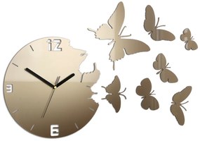 Mazur 3D nalepovací hodiny Butterfly matně zlaté