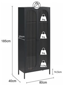 Světle modrá kovová vitrína 80x186x40 cm Luna – Støraa