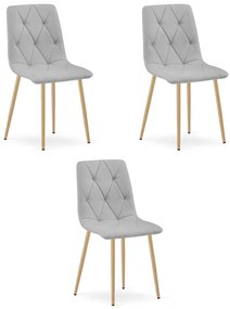 Set tří jídelních židlí LIBRA světle šedé / hnědé nohy (3 ks)