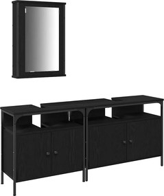 Koupelnové umyvadlové jednotky 3 ks Černá 80 x 30 x 60 cm 3334393