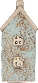 Modrý keramický domek na čajovou svíčku Lamont - 8*7*15 cm