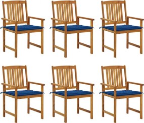 vidaXL Zahradní židle s poduškami 6 ks masivní akáciové dřevo [3078158] Barva: Královská modř