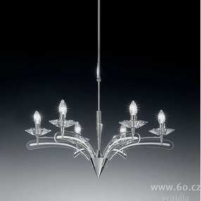 Metal Lux 197.166 Icaro, závěsné svítidlo 6xE14, chrom/křišťálové sklo, průměr 70cm