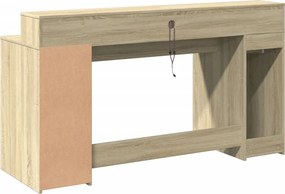 Psací stůl s LED dub sonoma 160 x 55 x 91 cm kompozitní dřevo 3309431