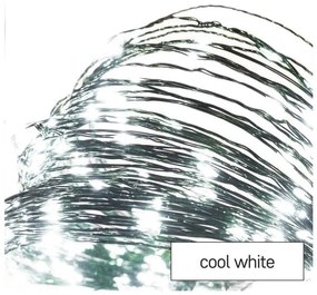Světelný řetěz emos led vánoční nano řetěz zelený, 4 m, venkovní i vnitřní, studená bílá, časovač