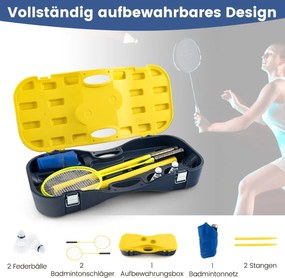 Costway Přenosný stojan na badmintonovou síť s raketami a 2 míčky a síťkou