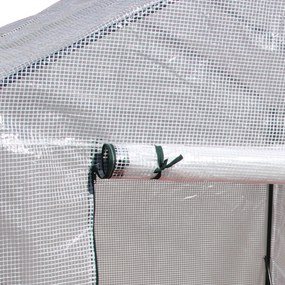 Outsunny Fóliový skleník Walk-in se 4 policemi Skleník na rajčata Skleník se studeným rámem Bílý PE 143x143x195cm pro zahradu a rostliny | Aosom.de