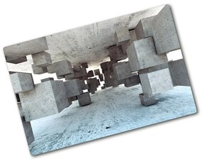 Wallmuralia Kuchyňská deska skleněná Krychle beton 80x52 cm