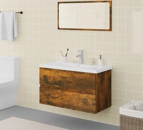 vidaXL Sada koupelnového nábytku kompozitní dřevo [3120349] Barva: kouřový dub
