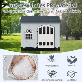 Costway Venkovní bouda pro psa s dveřmi a 3 okny a odnímatelnou