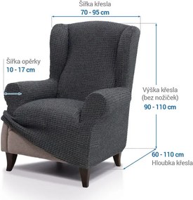 Super strečové potahy  RUBINIA antracitová křeslo ušák (š. 70 - 95 cm)