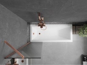 Mexen Next, 1-křídlová vanová zástěna 50 x 150 cm, 6mm sklo Ribs, měděná matná, 895-050-000-00-09-65