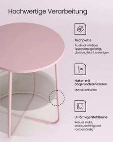 Kulatý stůl, malý konferenční stolek, pastelově růžový-bílý