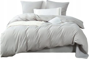 Povlečení z bavlněného saténu Queen Premium 220x200 šedé se zlatým lemováním