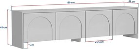 Bílý TV stolek 180x45x32 cm Aurelia – Kalune Design