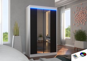 ADRK Furniture Posuvná skříň se zrcadlem a LED osvětlením MARVIN 120 ADRK-SW-MAR-WB-120+L