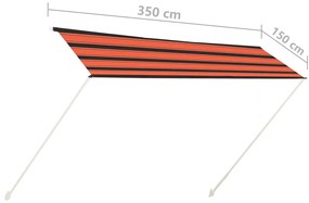 vidaXL Marketos Zatahovací markýza 350 x 150 cm oranžovo-hnědá