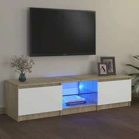 vidaXL TV skříňka s LED osvětlením 140 x 40 x 35,5 cm [804292] Barva: bílá s vysokým leskem